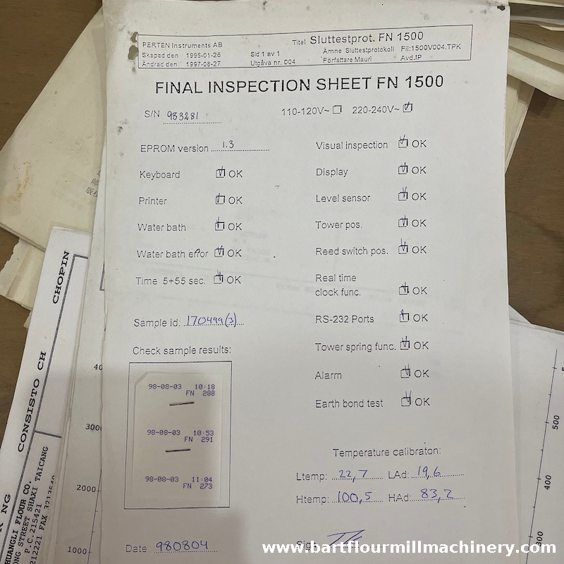 Falling Number Instrument Perten 1500 1800 - Buy flour mill machine ...